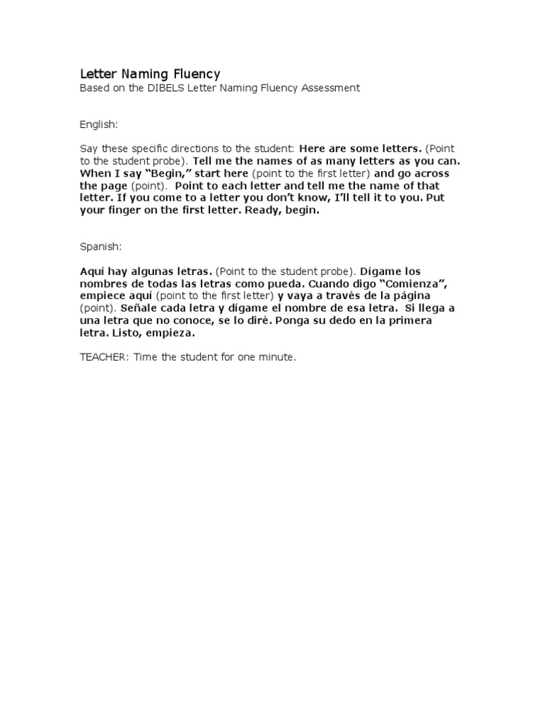 Letter Naming Fluency | PDF