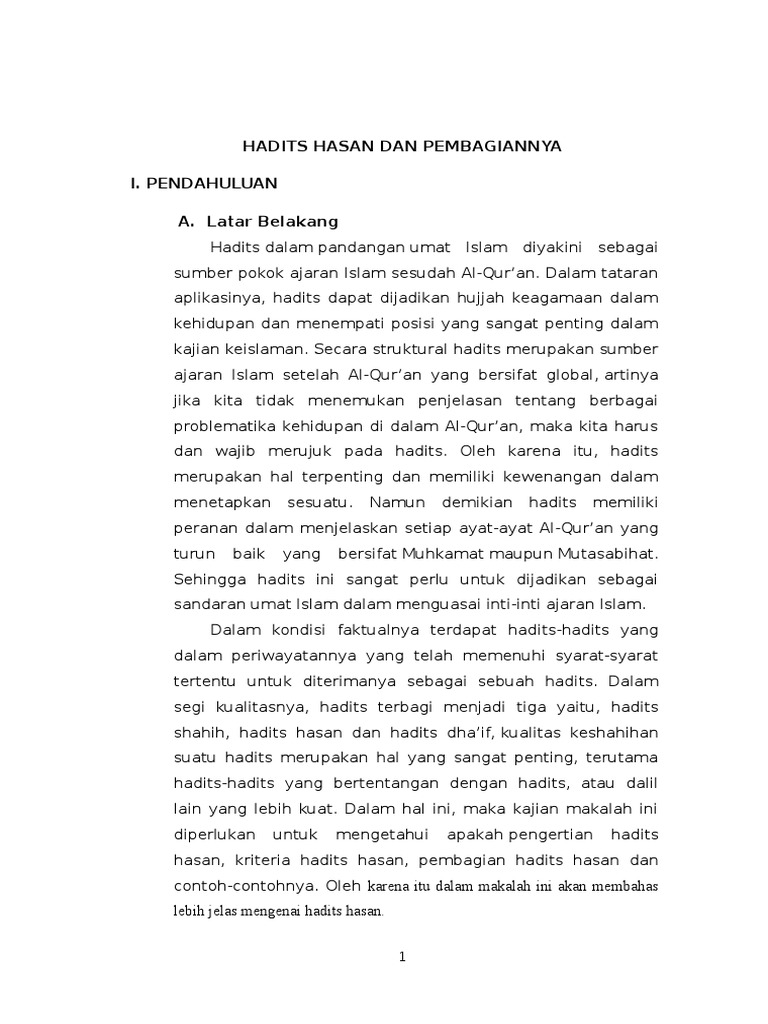 Makalah Hadits Hasan | PDF