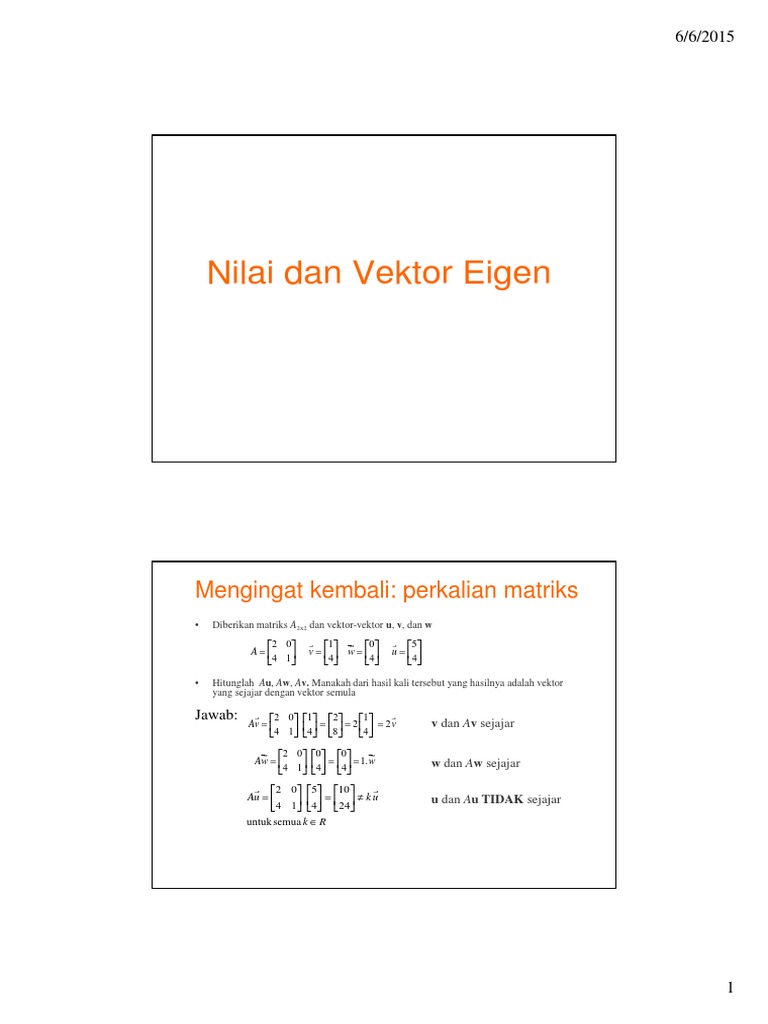 Matriks Ruang Vektor Nilai Vektor Eigen | PDF