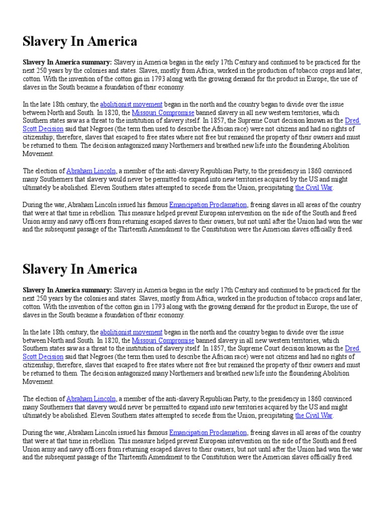 Slavery in America | PDF | Slavery In The United States | Abolitionism ...