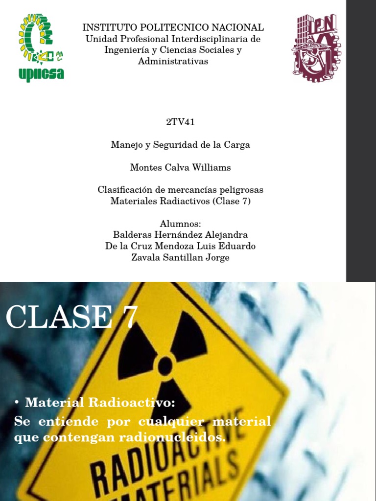 Materiales Radiactivos: Clasificación y Ejemplos | PDF | Uranio | Isótopo