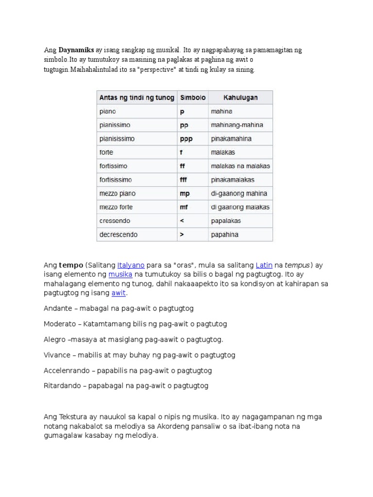 Ang Daynamiks Ay Isang Sangkap NG Musikal | PDF