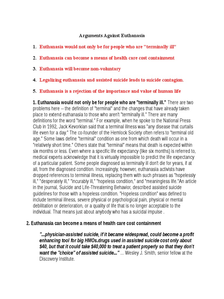 International Arguments Against Euthanasia | PDF | Managed Care | Nursing