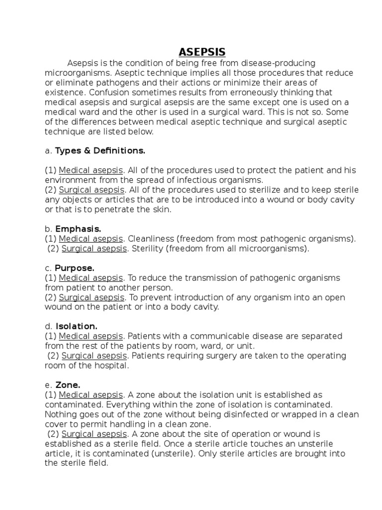 Asepsis - Medical | PDF | Surgery | Hand Washing
