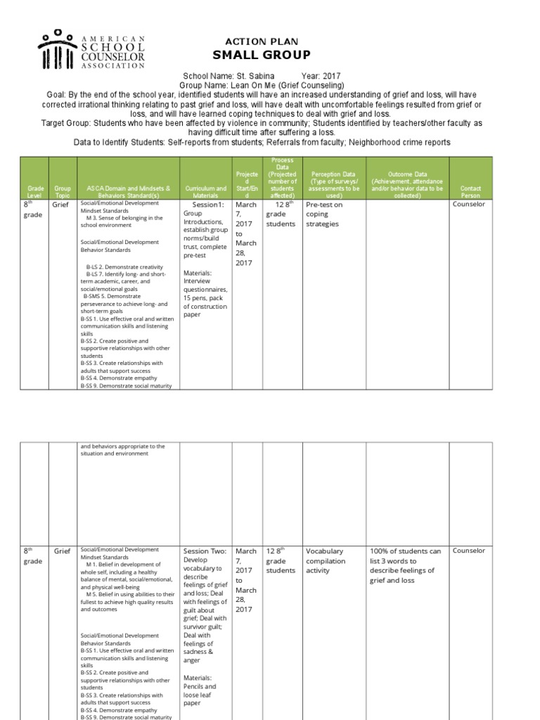 Small Group: Action Plan | PDF | Grief | Coping (Psychology)