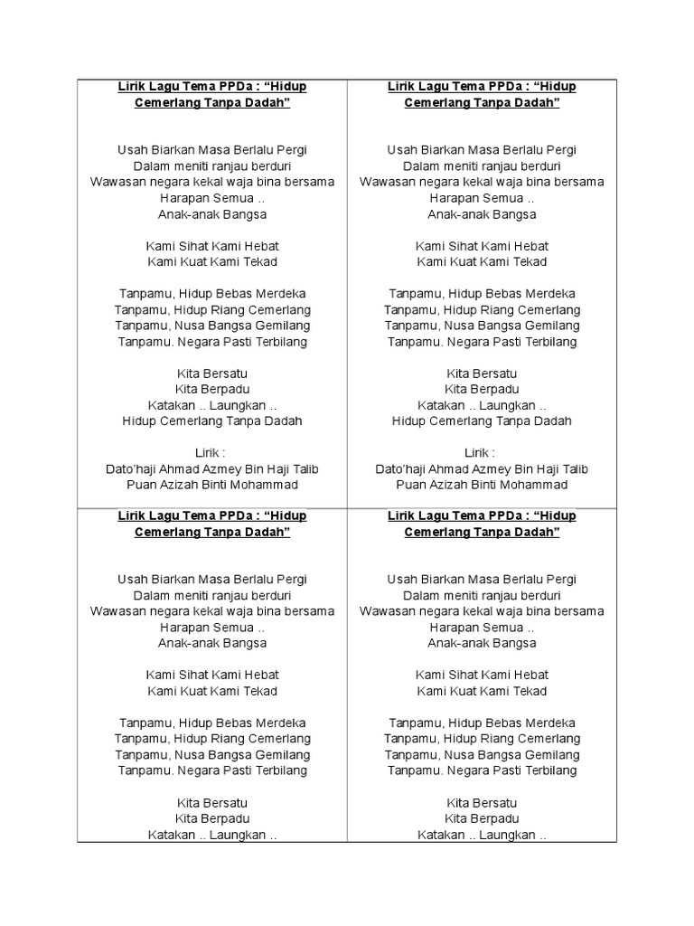 Lirik Lagu Tema PPDa | PDF