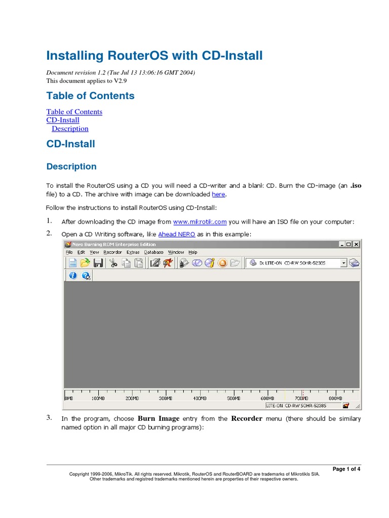 Installing Routeros With Cd-Install: Description | PDF | Trademark | Computer Engineering