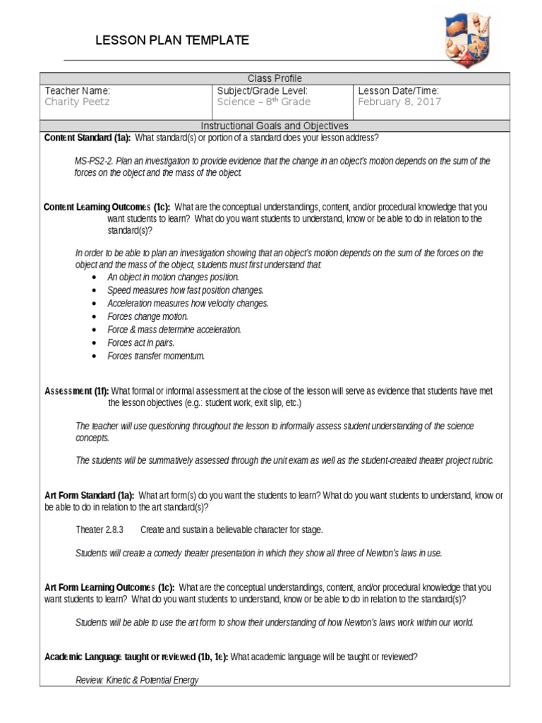8th Grade Science Lesson Plan on Forces | PDF | Force | Newton's Laws ...