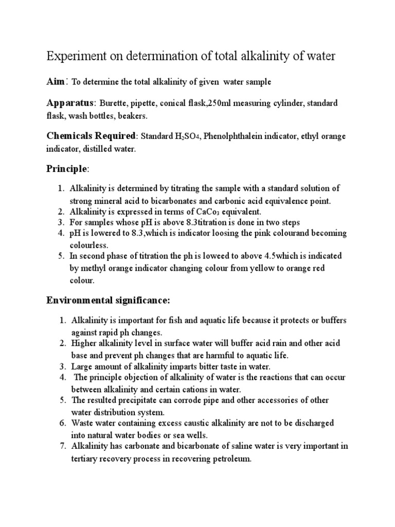 Determination of Total Alkalinity in Water Samples Through Acid-Base ...