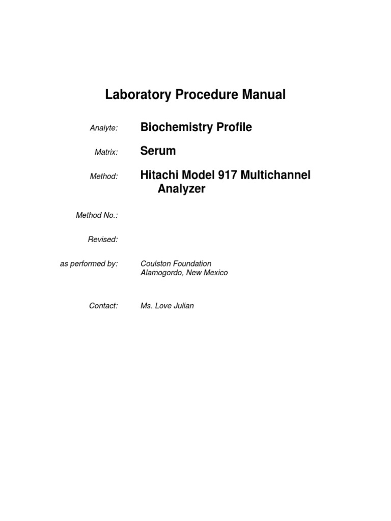 Biochemistry Profile Protocol | PDF | Transaminase | Alanine Transaminase