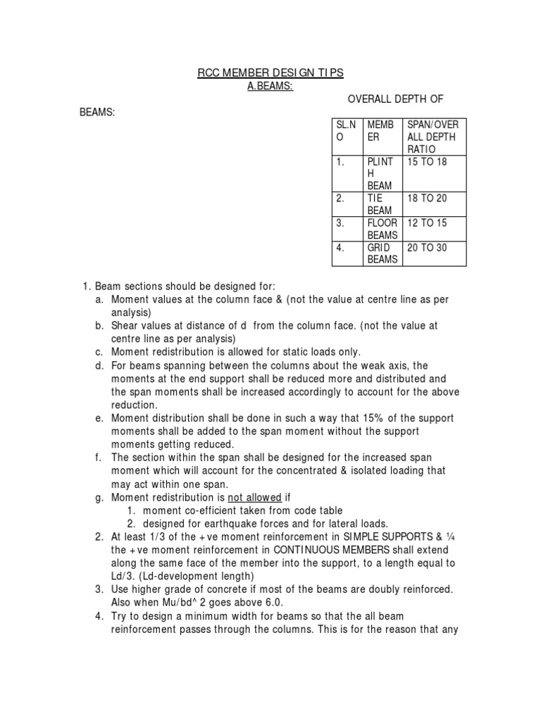 RCC Thumb Rule PDF | PDF | Truss | Beam (Structure)