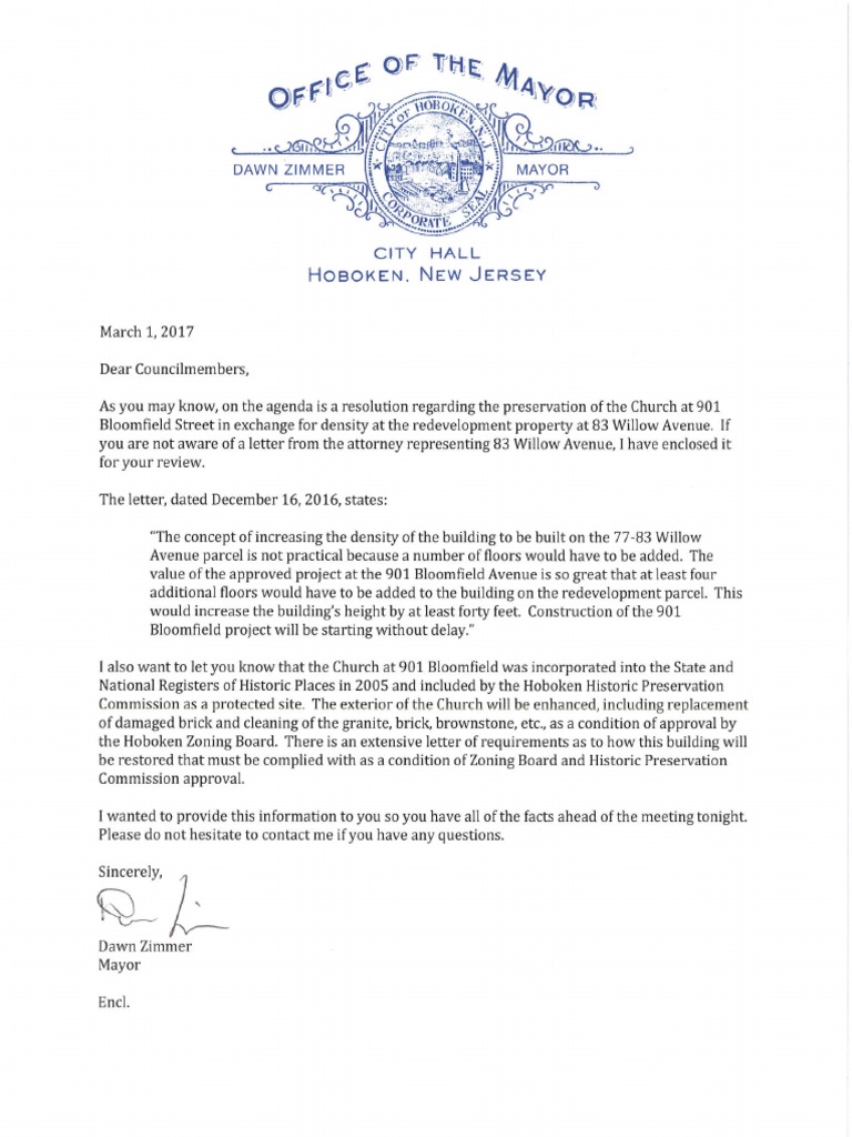Letter To City Council Re 901 Bloomfield 3-1-17 | PDF