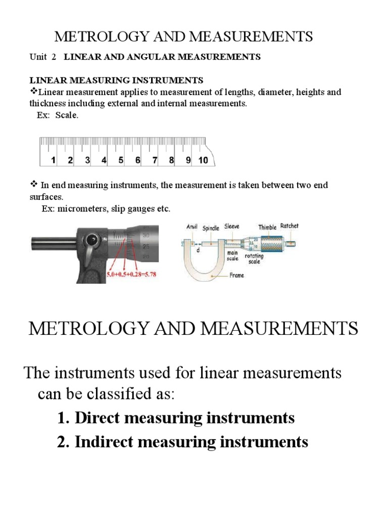 Metrology and Measurements: Linear Measuring Instruments | PDF ...