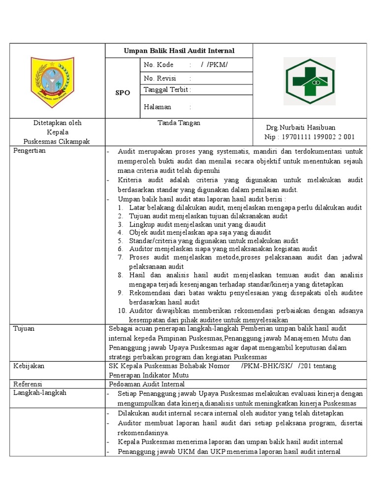 Umpan Balik Hasil Audit Internal | PDF