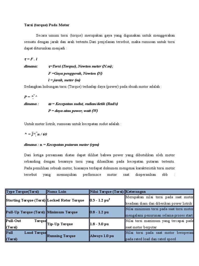 Torsi Torque Pada Motor | PDF