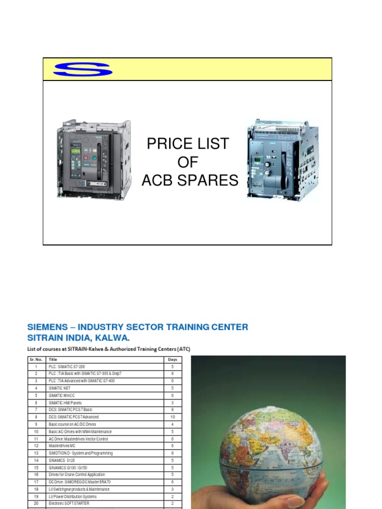 Siemens Acb Spares Parts List New | Electrical Connector | Switch