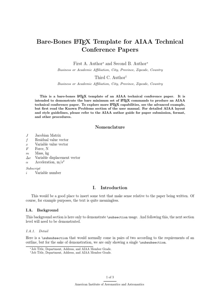AIAA Technical Paper LaTeX Template | PDF | Teaching Mathematics | Science