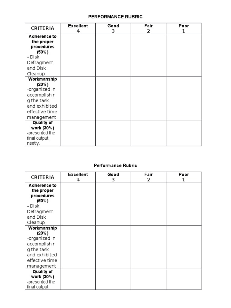 Assessing Computer Maintenance Tasks: A Performance Rubric for ...