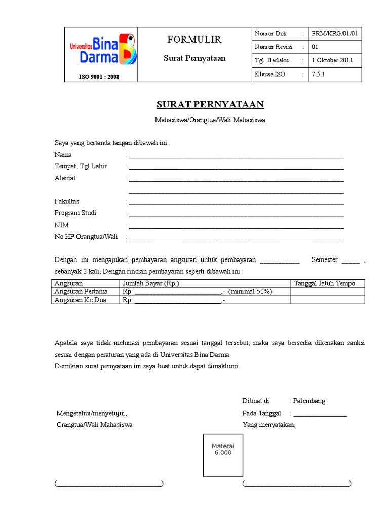 Contoh Surat Pengajuan Angsuran | PDF