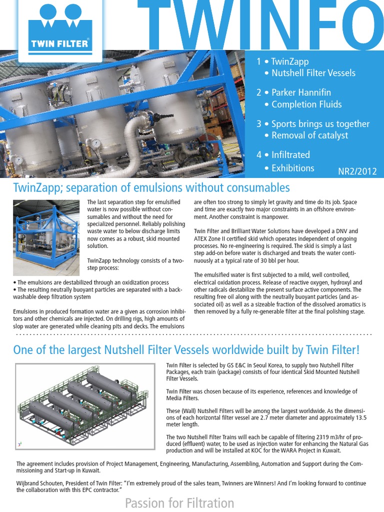 Twinzapp Separation of Emulsions Without Consumables: Passion For Filtration | PDF | Filtration ...