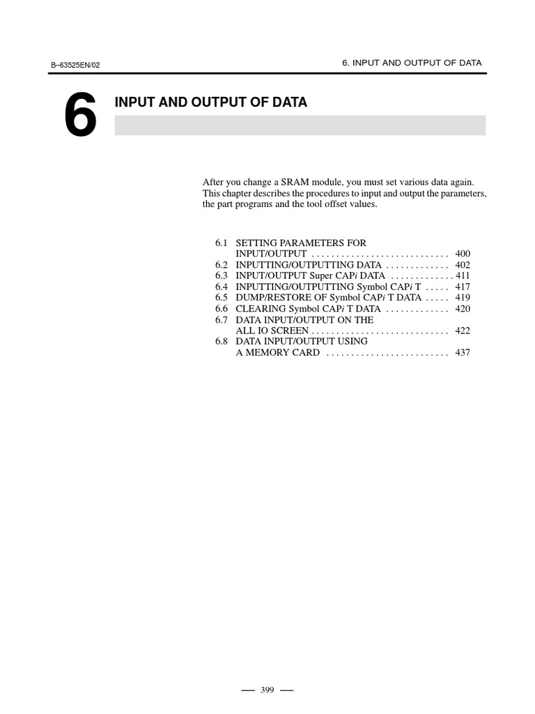Fanuc 16i 18i 21i Data Input Output | PDF | Parameter (Computer Programming) | Input/Output