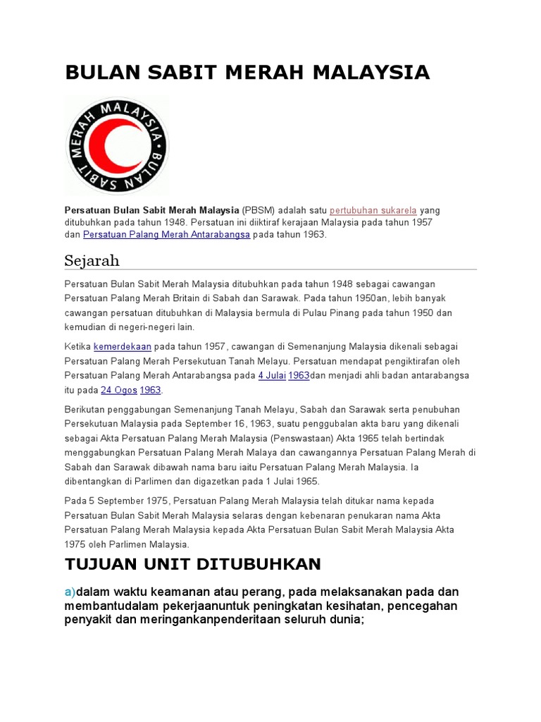 Bulan Sabit Merah Malaysia | PDF
