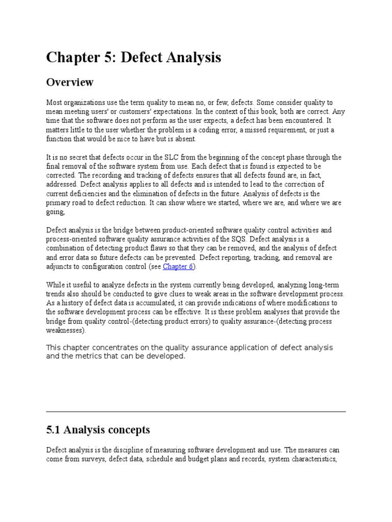 Chapter 5: Defect Analysis | PDF | Software Bug | Software Quality