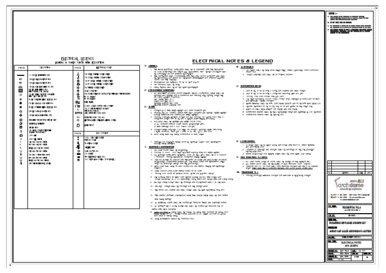 Electrical Notes & Legend: 1 - General | PDF