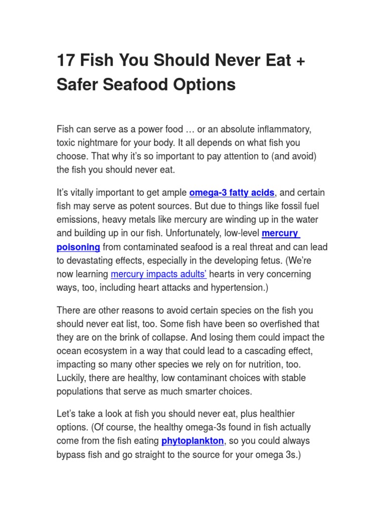 "Avoid These 17 Fish for Healthier Choices" | PDF | Omega 3 Fatty Acid ...