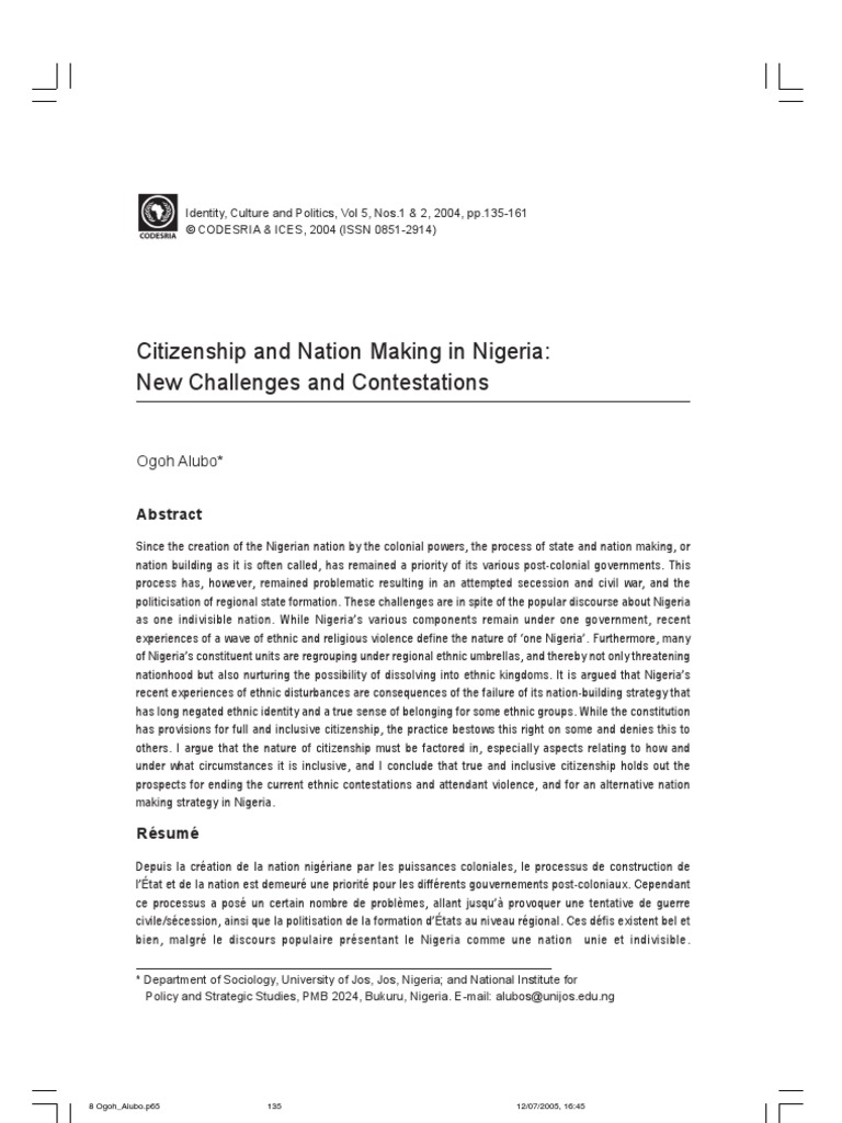 Citizenship And Nation Making Pdf Ethnic Groups Identity Social