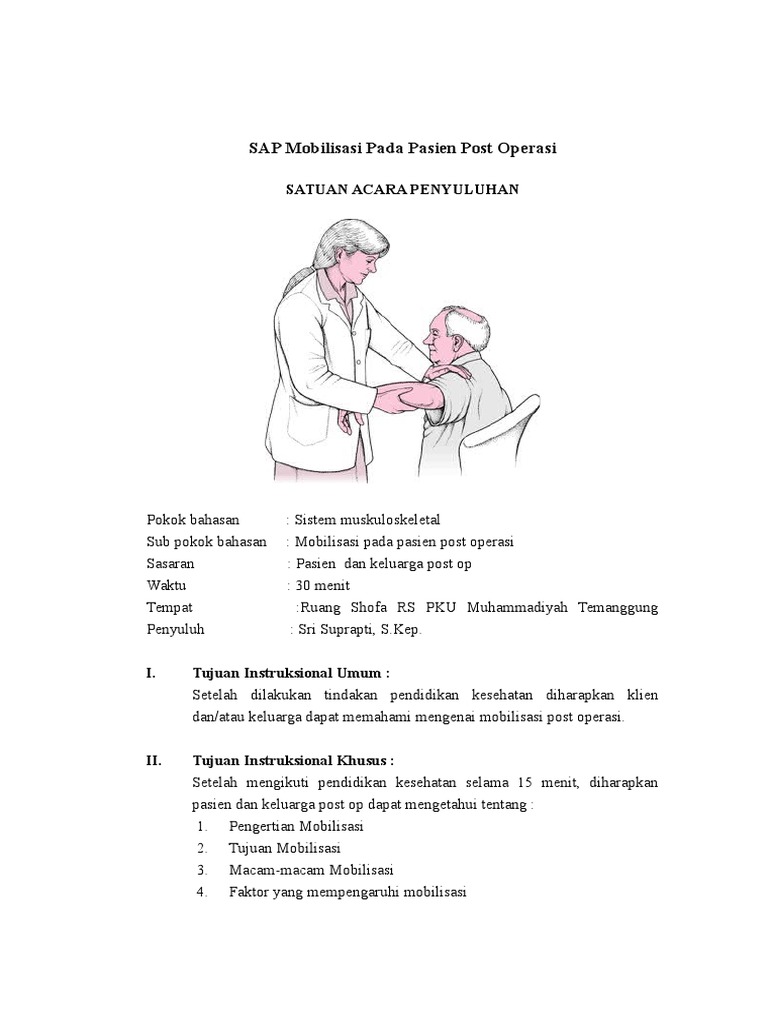 SAP Mobilisasi Pada Pasien Post Operasi | PDF