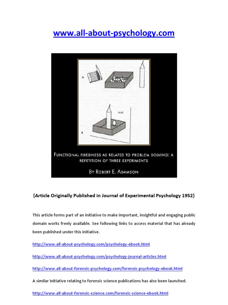 Functional Fixedness | PDF | Experiment | Hypothesis