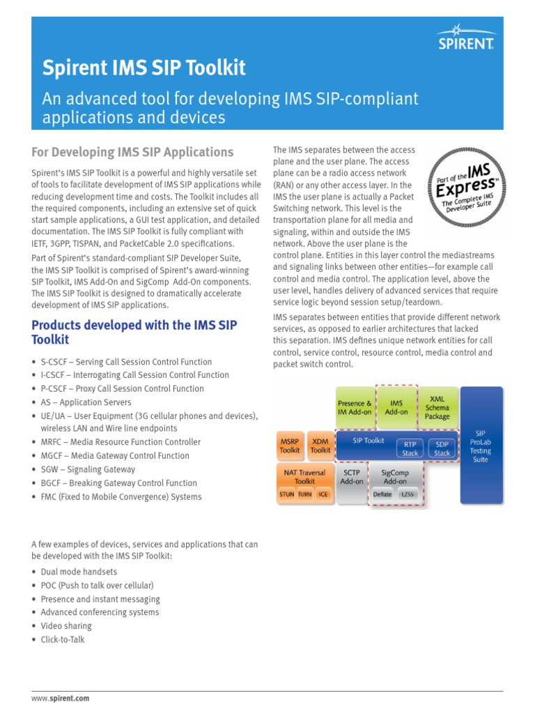 Spirent IMS-SIP Toolkit | PDF | Session Initiation Protocol | Ip Multimedia Subsystem