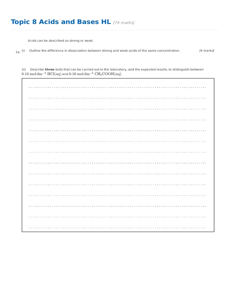 Topic 8 Acids and Bases HL | PDF | Ph | Reaction Rate