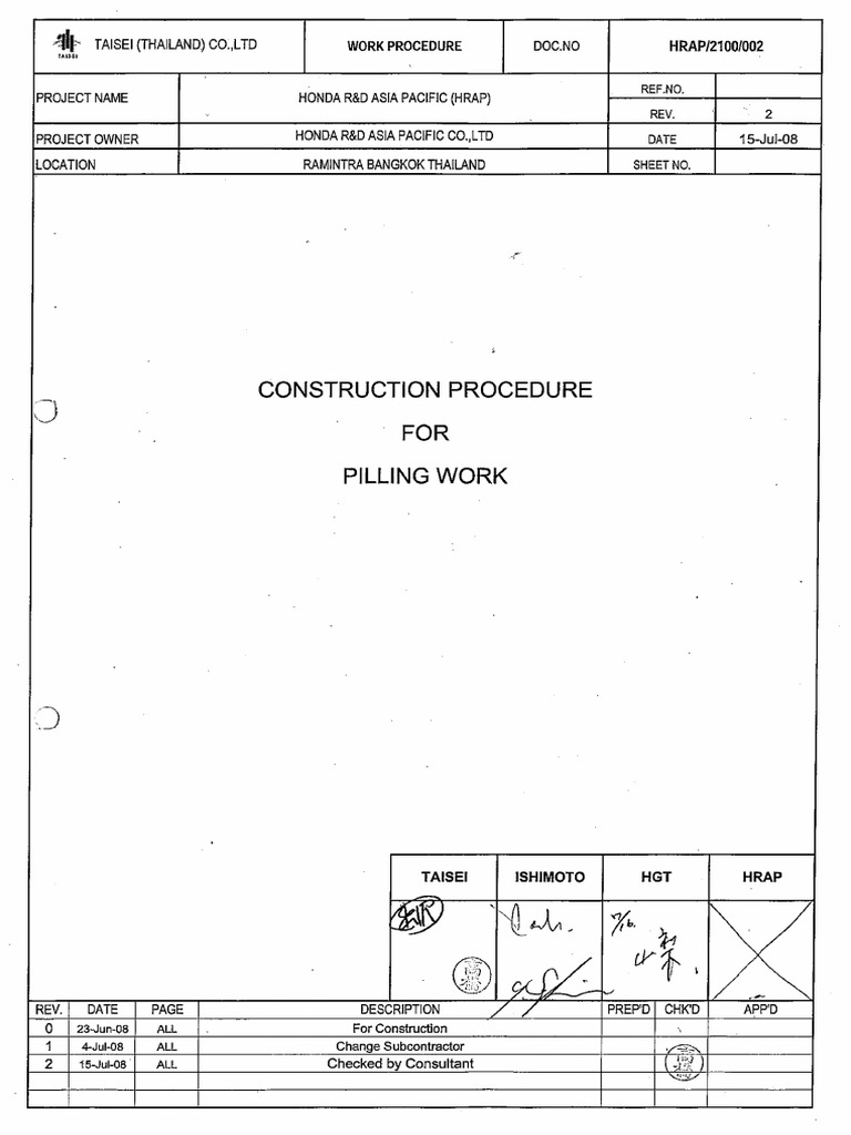 Procedure Pilling Work | PDF | Hammer | Deep Foundation