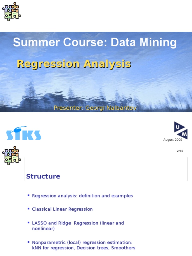 Summer Course Data Mining Regression Analysis Pdf Ordinary Least 3832