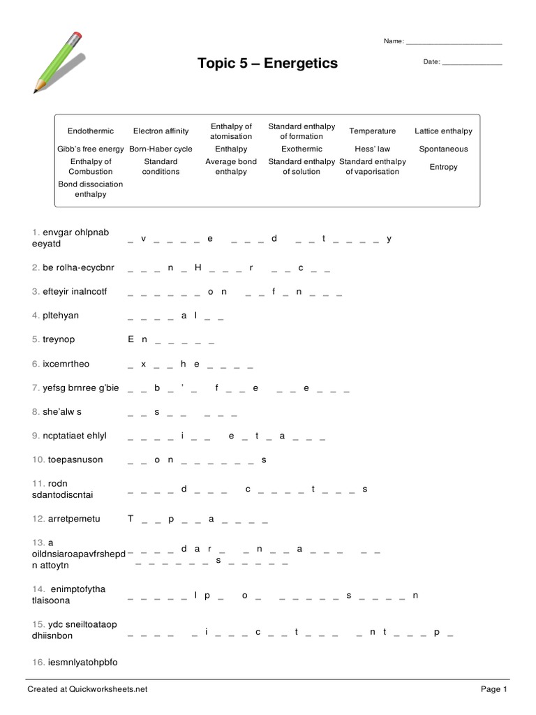 Energetics: Key Concepts and Terms | PDF | Enthalpy | Branches Of ...