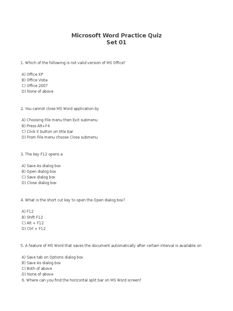 ms word MCQ | Microsoft Word | Typefaces