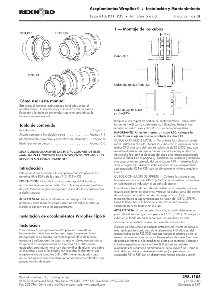 498-110S - Falk Wrapflex Type R10, R31, R35, Sizes 5-80 Elastomeric ...