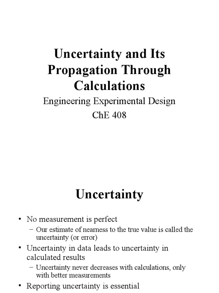Uncertainty and Its Propagation Through Calculations | PDF ...