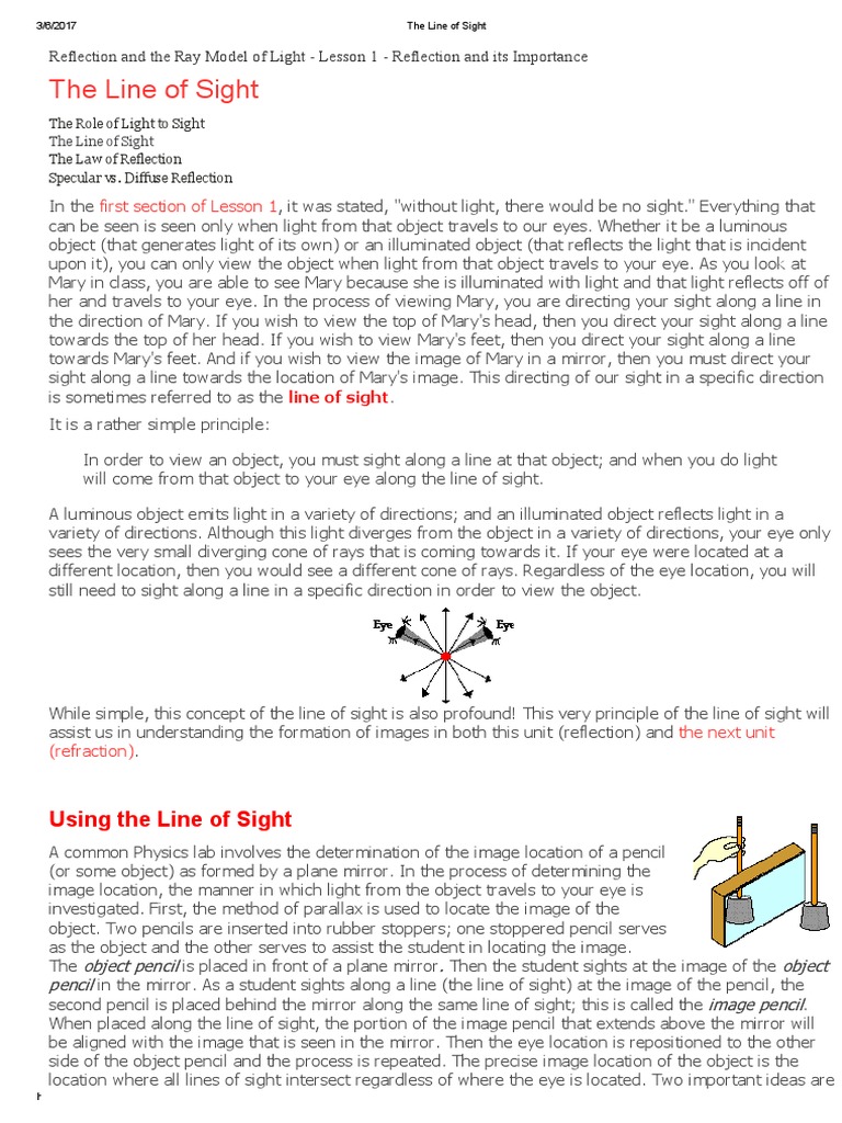 The Line of Sight | PDF | Reflection (Physics) | Visual Perception