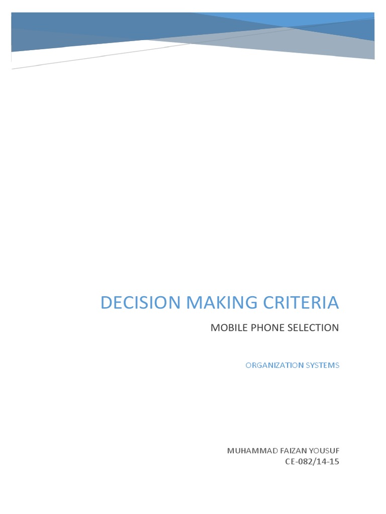 Mobile Phone Selection For Decision Making Exercise | PDF | Information ... Mobile Phone Selection For Decision Making Exercise | PDF | Information ...