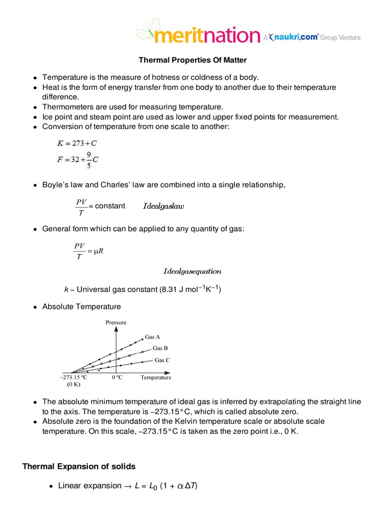 Thermal Properties of Matter Explained | PDF | Thermal Expansion | Temperature