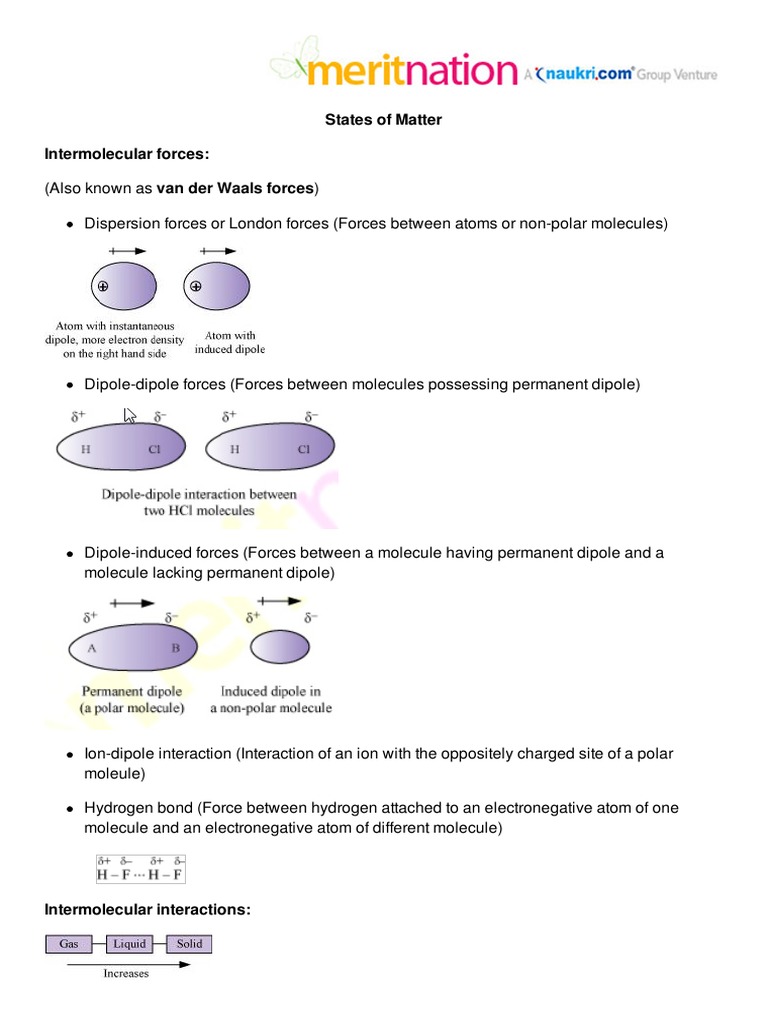 States of Matter | PDF | Intermolecular Force | Gases