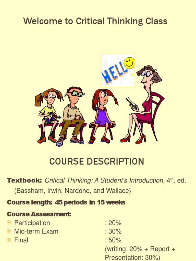 Lesson 1 - Introduction To Critical Thinking - Sem 2 - 2016 - For ...