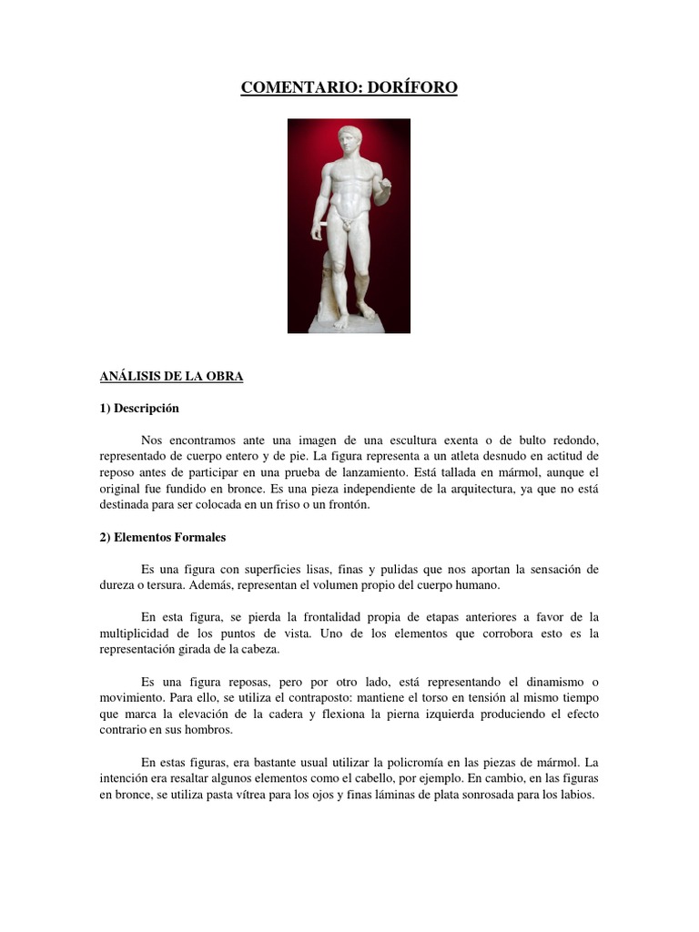 Análisis del Doríforo de Policleto | PDF | Escultura | Artes (general)