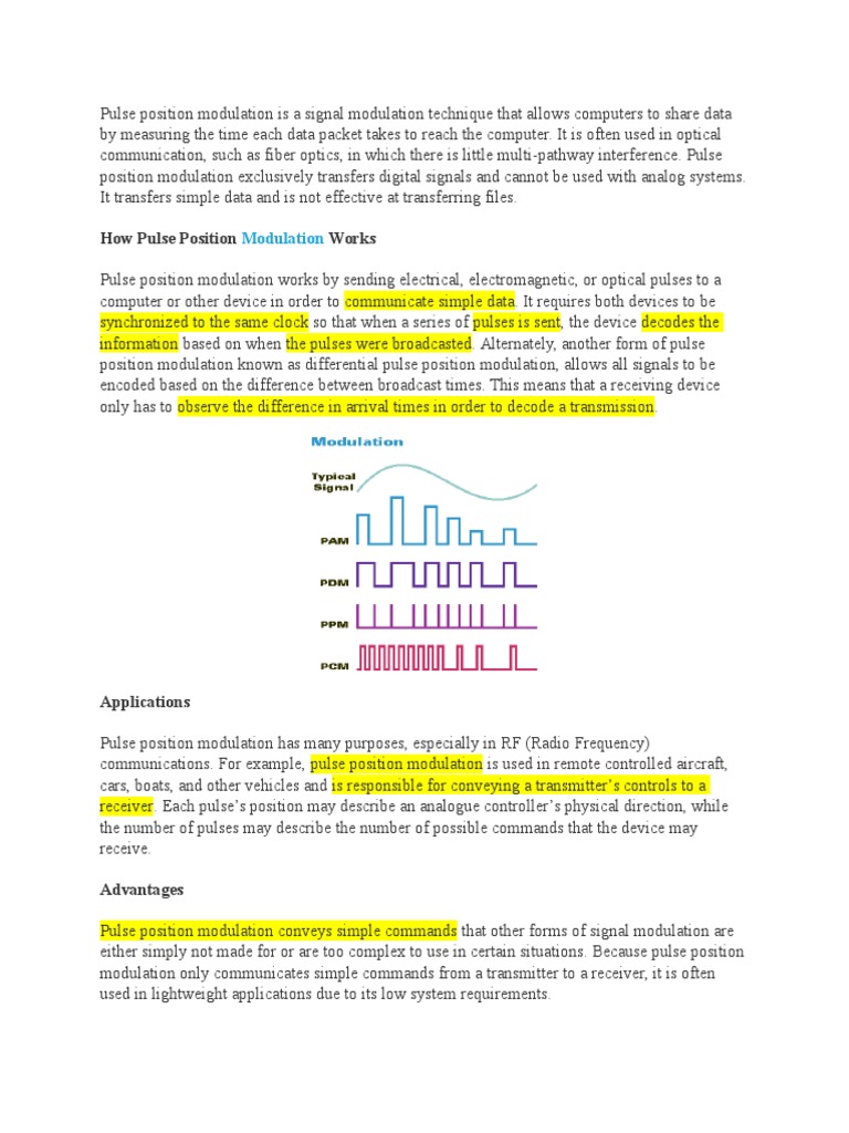 How Pulse Position Works: Modulation | PDF