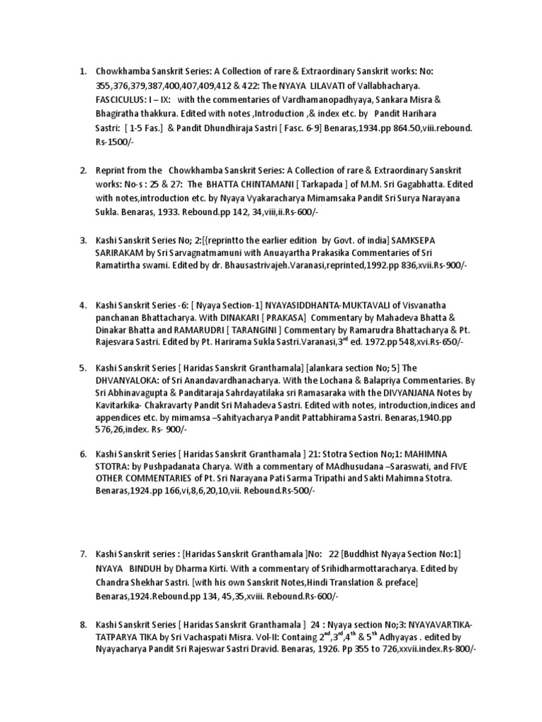 50 Kashi Sanskrit Series Books | PDF