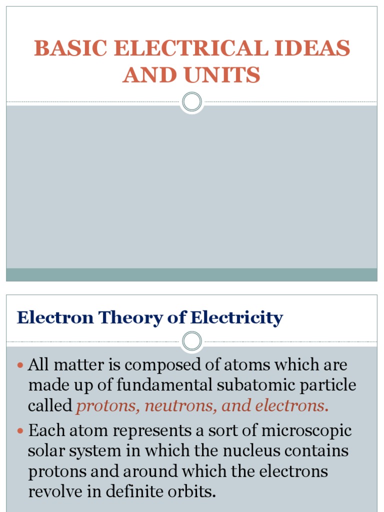 Basic Electrical Ideas and Units PDF | PDF | Atomic Nucleus | Electric ...