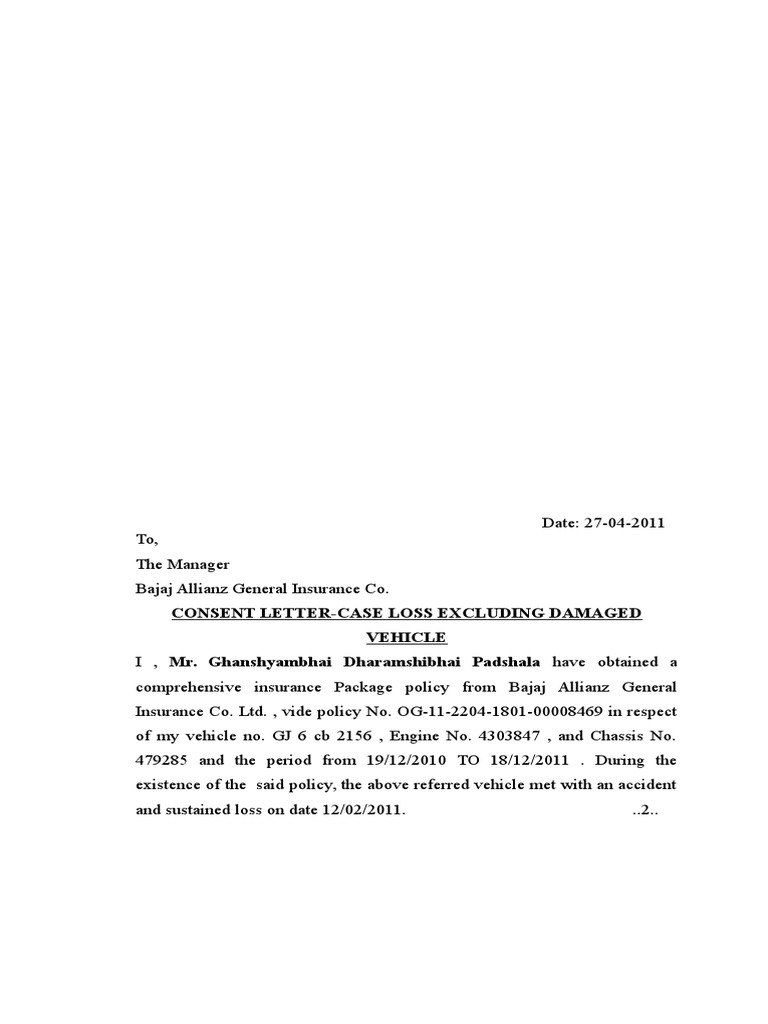 Bajaj Allianz Indemnity Bond Of Surrender PDF